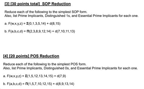 Solved Points Total SOP Reduction Reduce Each Of Chegg