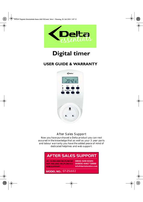 Delta Digital Timer User Guide