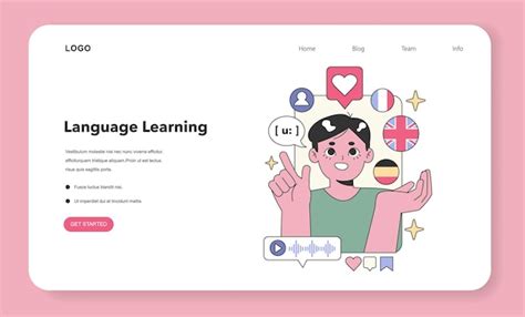 Premium Vector Language Learning Concept Interactive Online Platform For Mastering Multiple