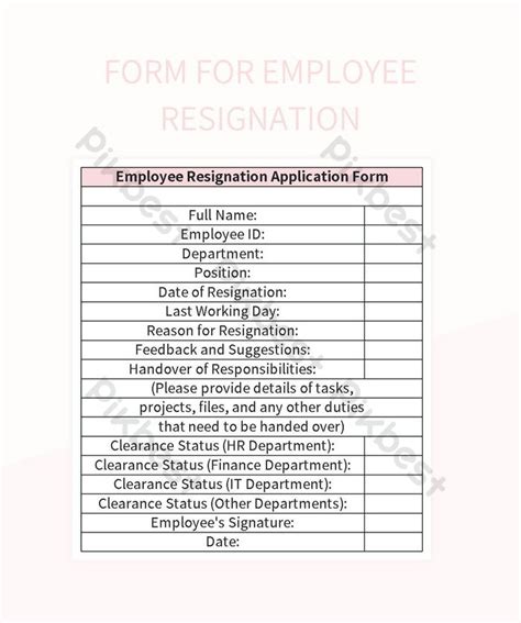 Crafting An Effective Employee Resignation Form Excel Template Free
