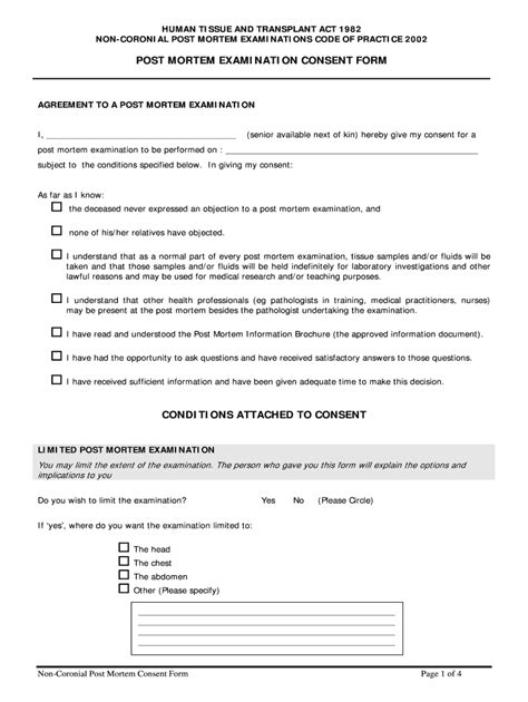 Fillable Online Health Wa Gov Post Mortem Examination Consent Form Wa Health Fax Email Print