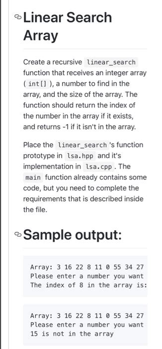 Solved Linear Search Array Create A Recursive Linearsearch