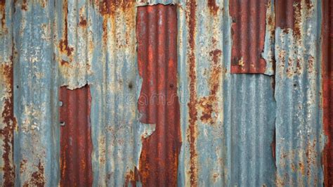 Rusty Corrugated Metal Sheet With Flakes Of Paint Stock Illustration