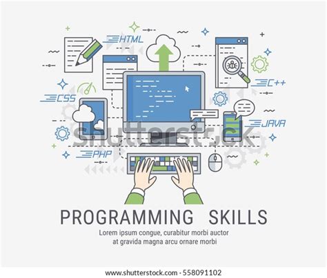 programming coding skills web site development stock vector royalty