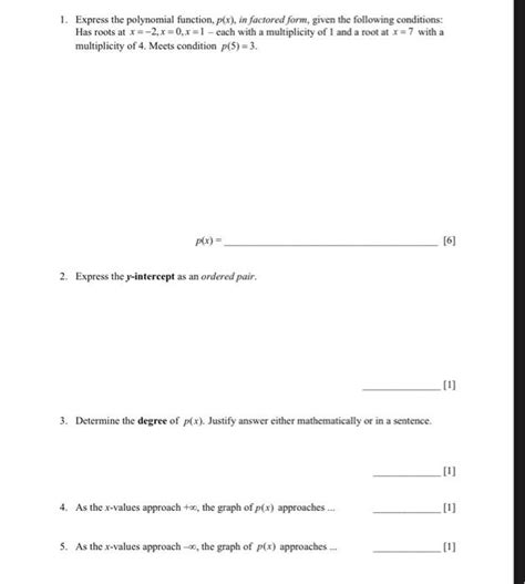 1 Express The Polynomial Function P X In Factored Chegg Com