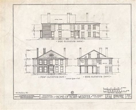 Blueprint Habs Conn5 Newha7 Sheet 1 Of 4 Noah Webster House