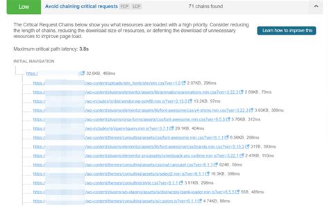 Fix Chaining Critical Requests To Wordpress