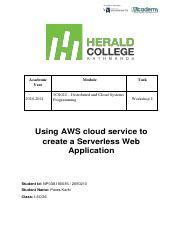 Using AWS Cloud Pdf Academic Year Module Task CS Distributed And Cloud Systems