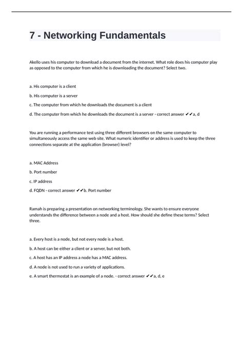 7 Networking Fundamentals Questions With Complete Solutions Public And Home Internet Access