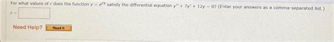 solved for what values of r ﻿does the function y erx