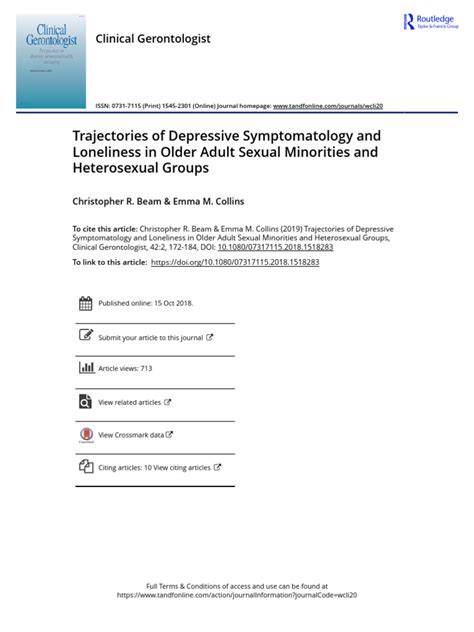 Trajectories Of Depressive Symptomatology And Loneliness In Older Adult Sexual Minorities And
