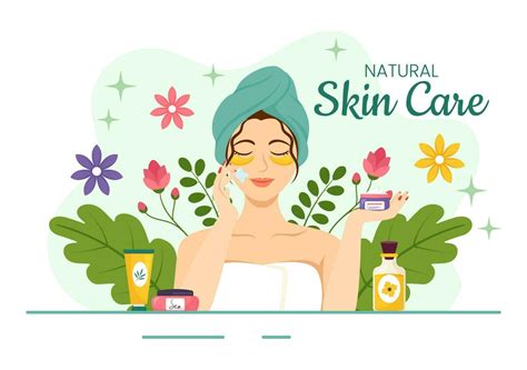 Natural Skin Care Vector Illustration Of Women Applying Cosmetics Face