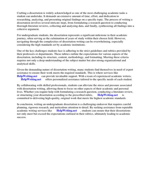 Undergraduate Dissertation Rubric Pdf Rubric Academic Thesis