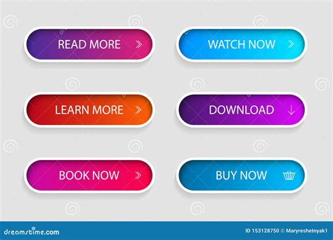 Set Of Trendy Action Button For Web Mobile App Template Modern Navigation Button Menu Button