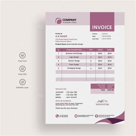 Black Blue Red Invoice Contract Web Scoping Form Simple Creative Word