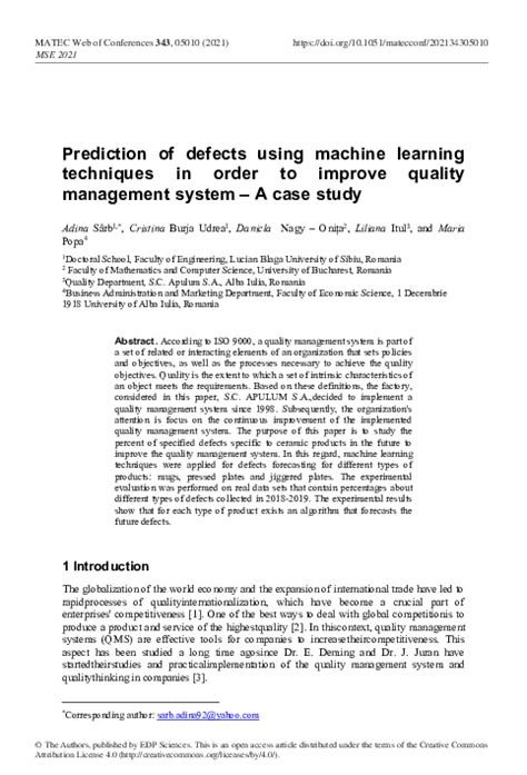 Pdf Prediction Of Defects Using Machine Learning Techniques In Order