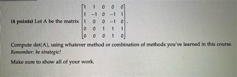 solved 1 0 0 1 4 points let a be the matrix 1 0 0 0 1 1 1