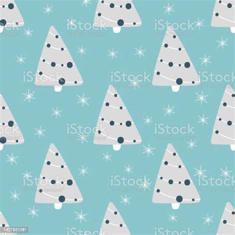 크리스마스 트리와 눈송이 매끄러운 패턴 새해 벡터 일러스트 레이 션 12월에 대한 스톡 벡터 아트 및 기타 이미지 12월