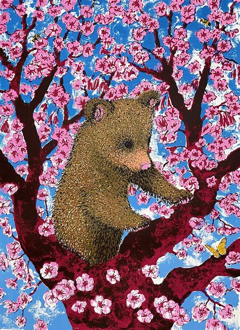 Cherry Blossom Bear Cub Sir Terry Frost Art Greetings Cards Canns
