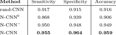 classification performance of different network structures on the