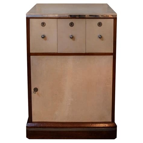 Small Bedroom Secretary Art Deco Parchment Metal And Wood Circa