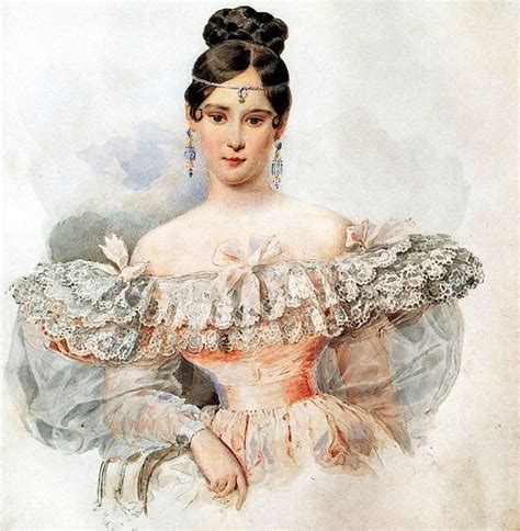 Natalia Pushkina, wife of Russian poet Alexander Pushkin, in a delicate ...