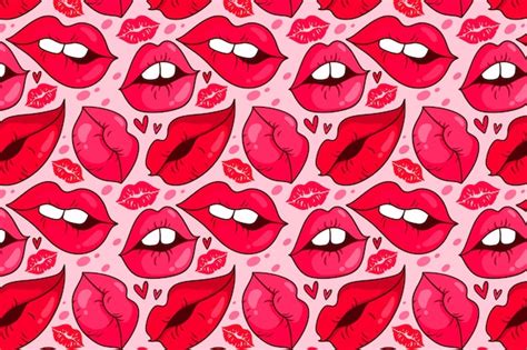 Free Vector Hand Drawn Lips Pattern Background