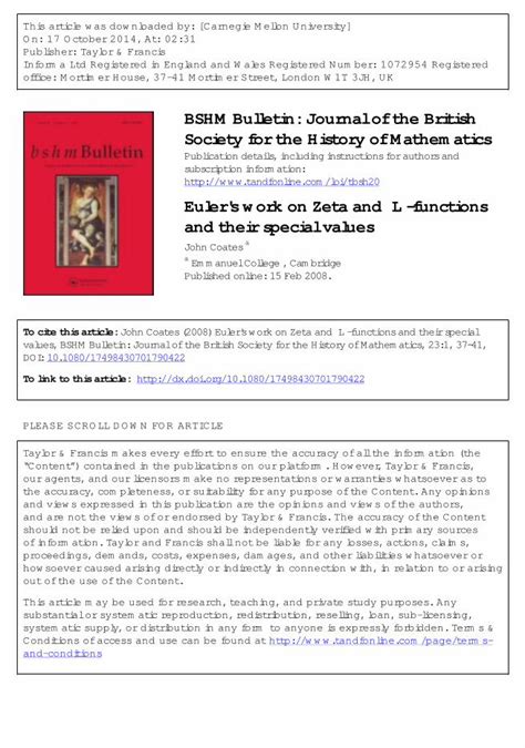 pdf euler s work on zeta and l functions and their special values