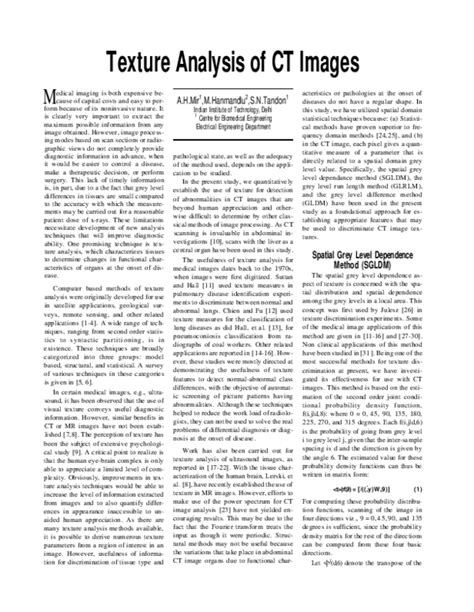 Pdf Texture Analysis Of Ct Images
