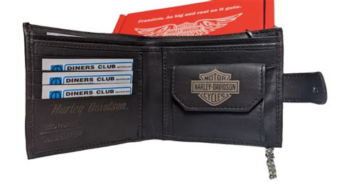 Genuine Leather Harley Davidson Wings Wallet With Rfid Safety Chain