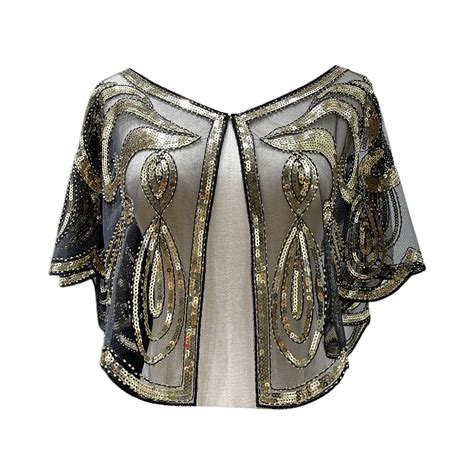 Baodann Womens 1920s Flapper Shawl Sequin Beaded Shawls And Wraps For Evening Jackets For Women