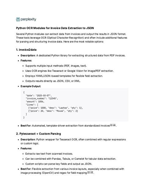 Python Libraries For Invoice Data Extraction Pdf Optical Character