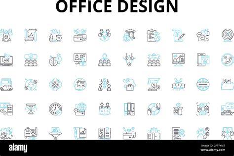 Office Design Linear Icons Set Productivity Efficiency Collaboration Space Lighting