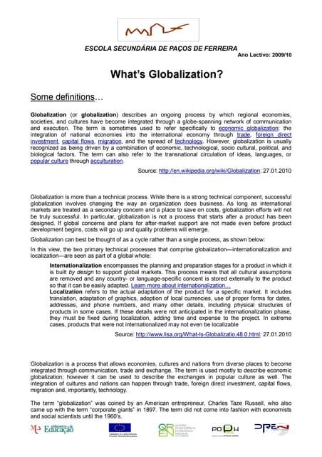 Globalization Definitions Pdf Business Business And Finance