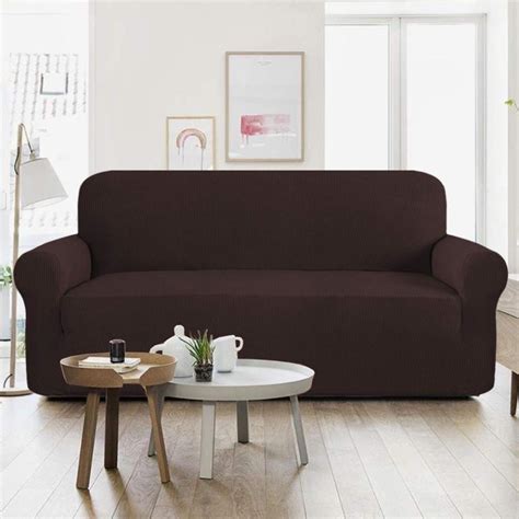 7 Seater Jersey Sofa Cover Dark Brown