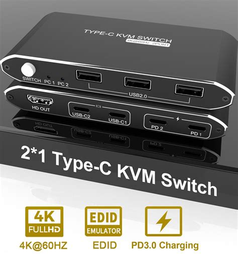 11 Years OEM Factory 2 Port Type C Kvm Switch 4K 60Hz Multi USB 2 0 2X1 HDMI Kvm Switch Kvm