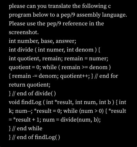 solved please can you translate the following c program