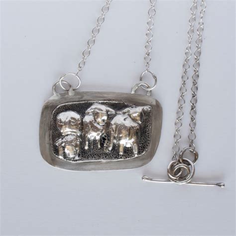 Sheep Necklace Patina Silver Double Layered Etsy
