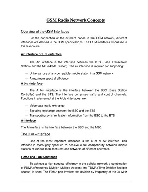 Gsm Radio Network Concepts Gsm Radio Network Concepts Overview Of The