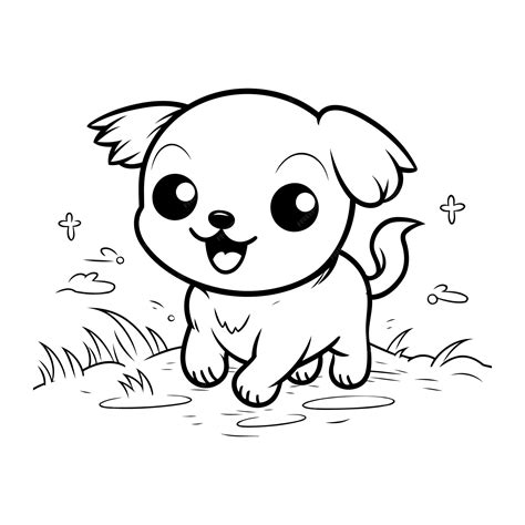 Ilustración De Un Lindo Perro De Dibujos Animados Para Colorear Un