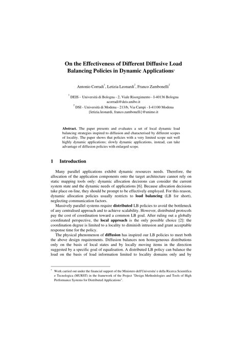 Pdf On The Effectiveness Of Different Diffusive Load Balancing