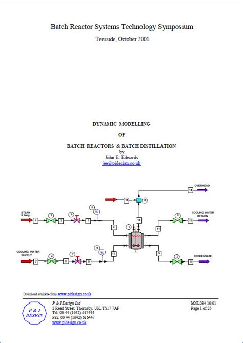 Dynamic Modelling Of Batch Reactors And Batch Distillation By John E Edwards