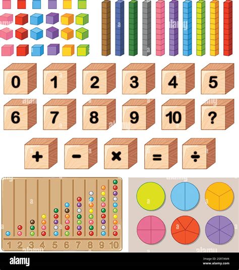 Colorful Blocks And Charts For Learning Math Concepts Stock Vector