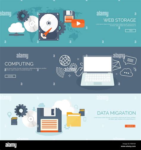 Vector Illustration Flat Cloud Computing Background Data Storage