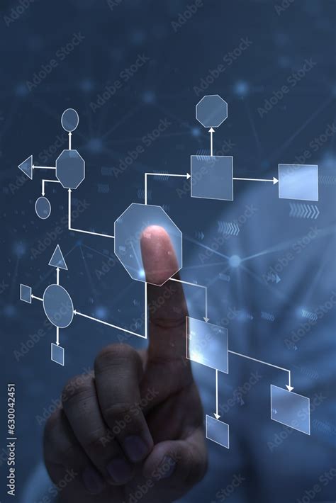 Business Process And Workflow Automation With Flowchart Businessman In Background Vertical
