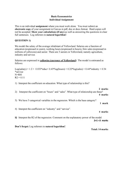 Individual Home Assignment Econ1272 Sem 1 2022 Basic Econometrics Individual Assignment This