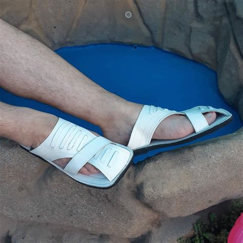 Chinelo Sandália Couro Branco Masculino Cb Promoção