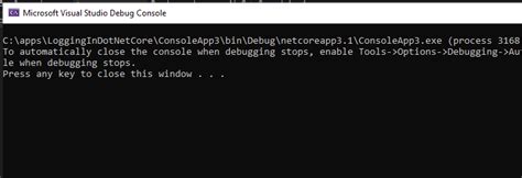 C Net Core Console Logging Not Appearing Stack Overflow