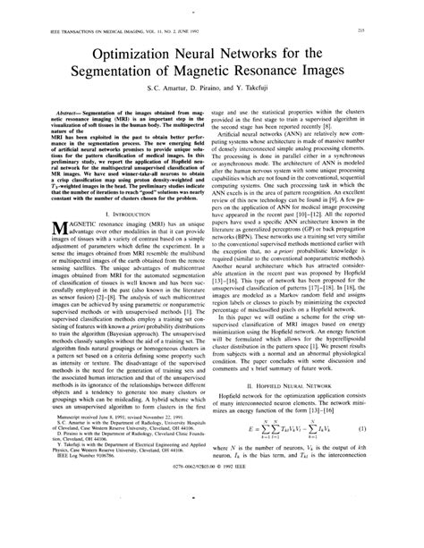 Pdf Optimization Neural Networks For The Segmentation Of Magnetic Resonance Images