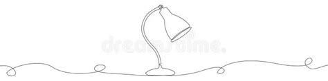 Desk Lamp Vector One Line Draw Icon Lamp Linear Continuous Outline In